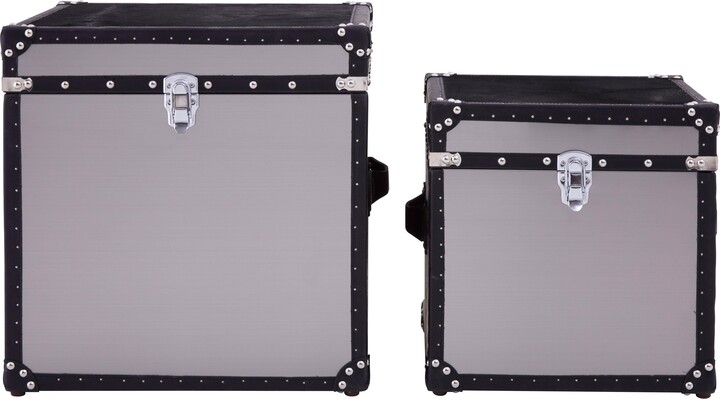 Interiors by Premier Black And White Genuine Cowhide Storage Trunk Set ...