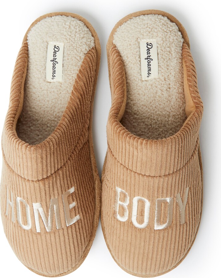 Dearfoams Men's Tanner Home Body Embroidered Ribbed Scuff Slipper ...