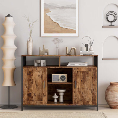 17 Stories Shiyann Industrial Storage Sideboard Cabinet With Open ...
