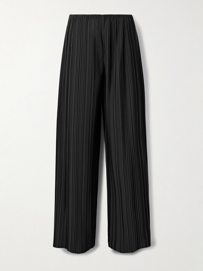 The Row Gala Plissé-crepe Wide-leg Pants - Black - ShopStyle