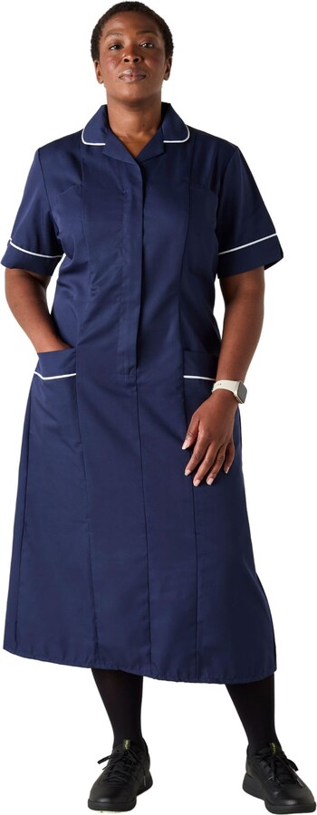 Simon Jersey Women's Unhemmed Healthcare Dress (Navy/White). Nurses ...