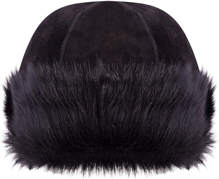 Infinity Leather Black 100% Sheepskin Shearling Leather Toscana Beanie ...