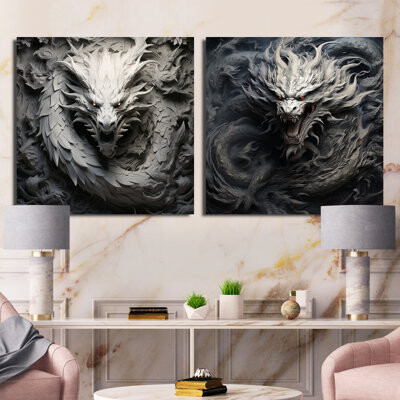 Trinx Chinese Dragon - Fantasy & Sci-Fi Square Collage Set Of 2 ...