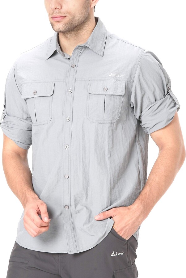 clothin Men's Long Sleeve Fishing Vented Shirt - Quick-Dry Roll-Up ...