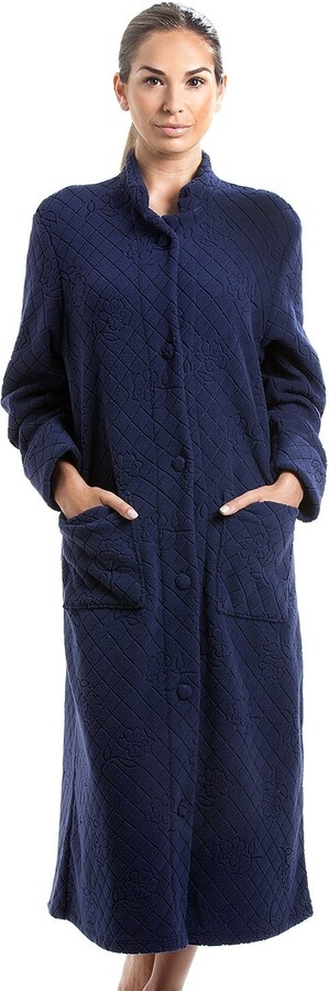 Camille Women's Super Soft Housecoat - Floral Luxury Button Up Bathrobe ...