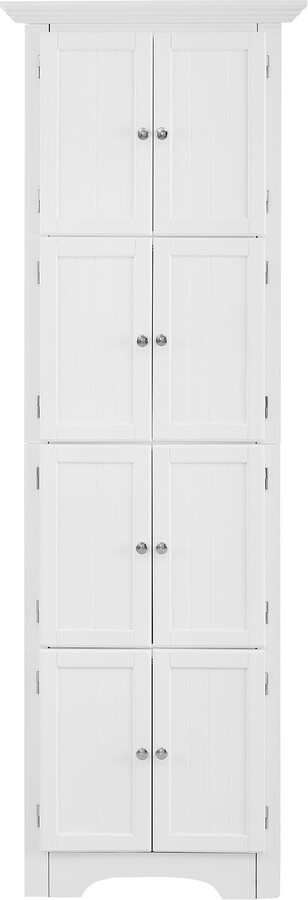 72" Tall White Corner Storage Cabinet with 8 Doors and 4 Shelves ...