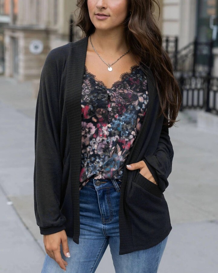 Grace & Lace Buttery Soft Cocoon Cardigan In Black - ShopStyle