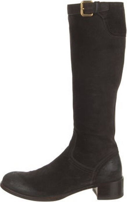 Prada Suede Riding Boots - ShopStyle