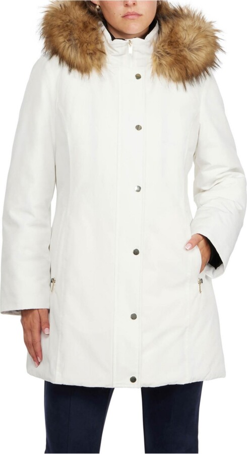 Ellen Tracy Women's Faux Down Puffer Jacket with Detachable Faux Fur ...