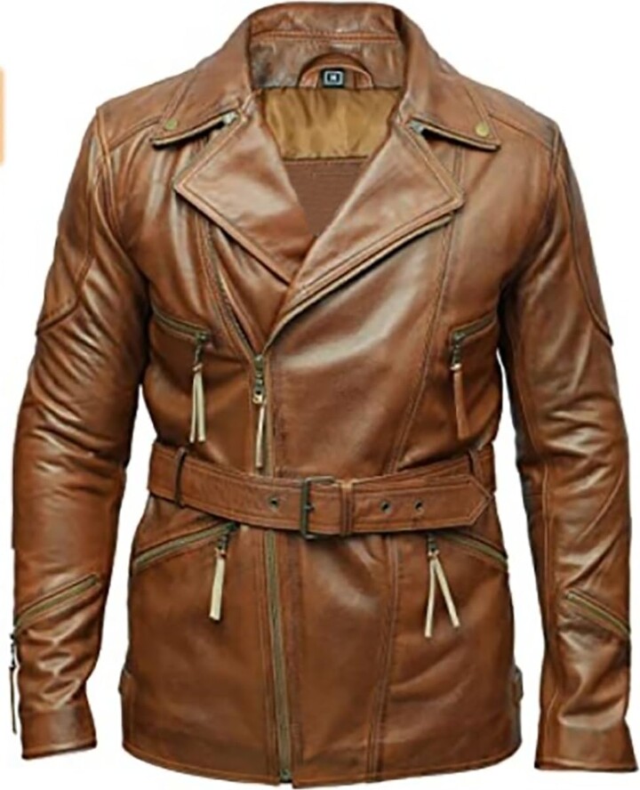 Deja Exe Men’s 3/4 Quarter Length Brown & Black Brando Leather ...