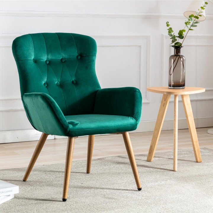 Simplie Fun Accent Chair Modern Tufted Button Wingback Vanity Chair ...