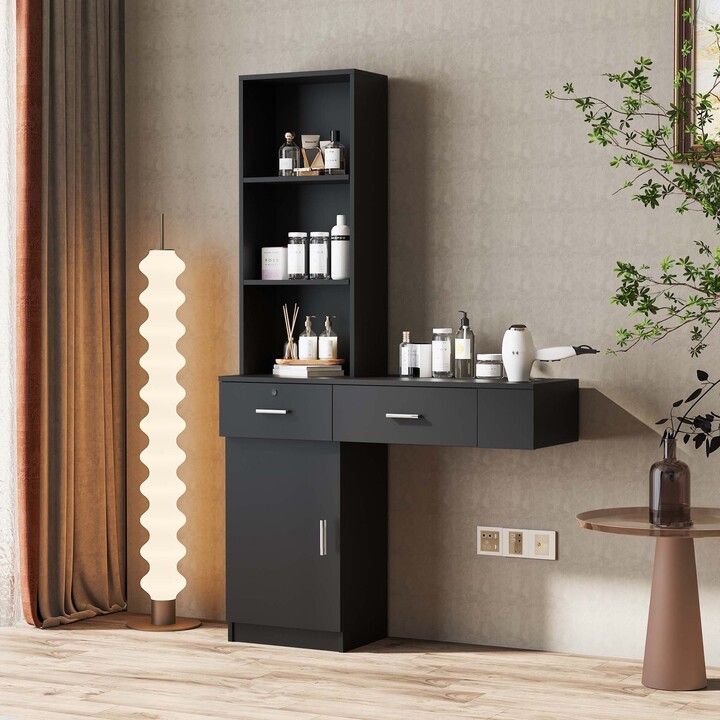 Modern simple hair desk,multi-layer storage,large storage space ...