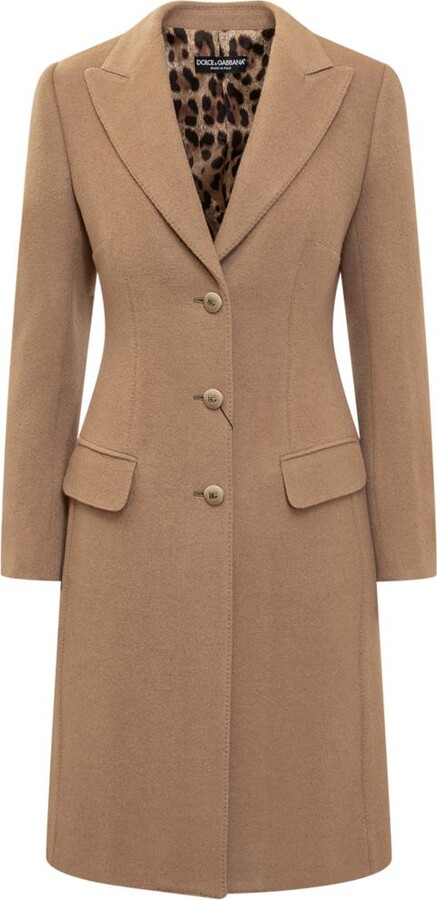 Dolce & Gabbana Camel Wool Coat - ShopStyle