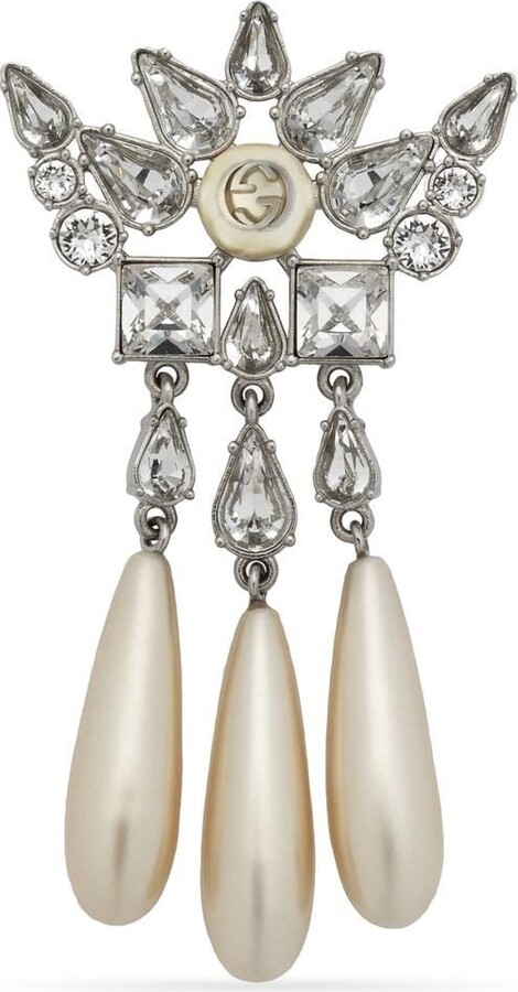 Gucci Interlocking G pearl brooch - ShopStyle Charms