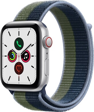 Apple Watch SE GPS + Cellular (1st generation) 44mm Silver Aluminum Case with Abyss Blue/Moss ...