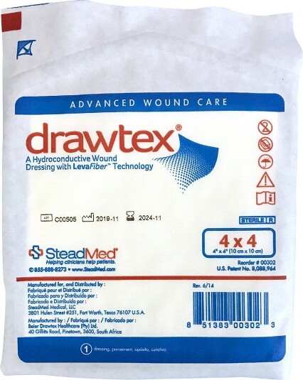 Drawtex Hydroconductive Wound Dressing, 4x4, 1 Count, 1 Pack ...