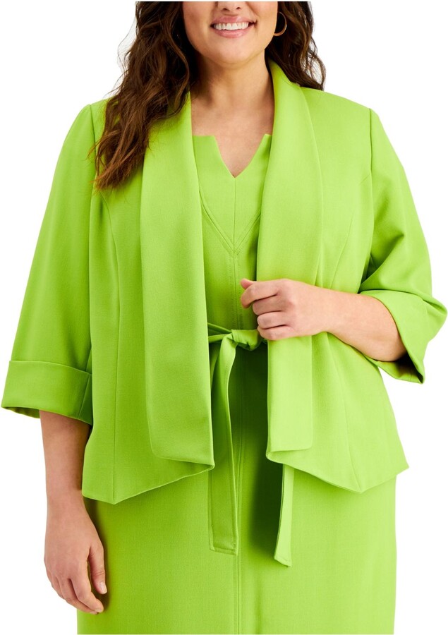 Kasper Plus Womens Suit Separate Office Wear Open-Front Blazer - ShopStyle
