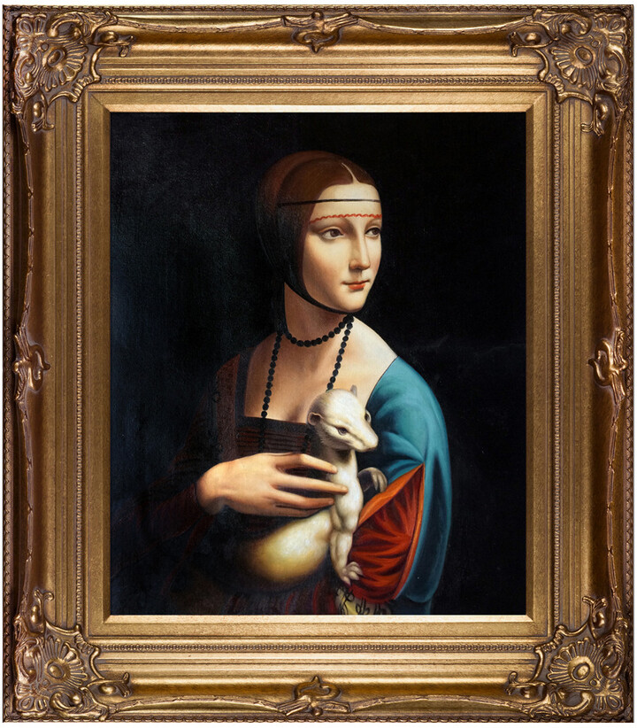 Museum Masters Lady With An Ermine Framed Oil Reproduction By Leonardo ...