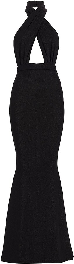 MICHAEL COSTELLO COLLECTION Kyle Speckled Halter Mermaid Gown ...
