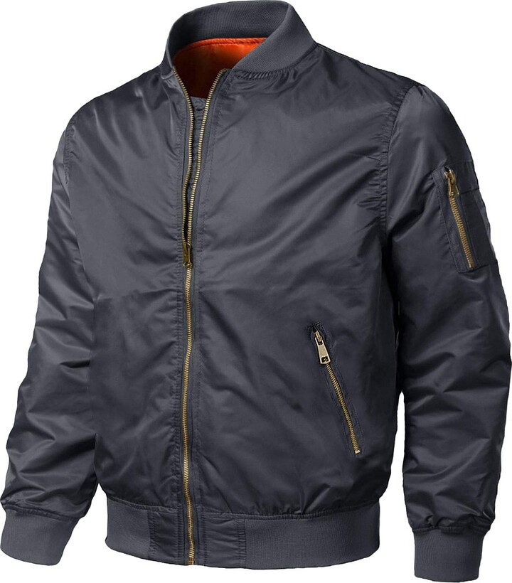 EKLENTSON Men Bomber Jackets Windbreakers Winter Thicken Outerwear ...