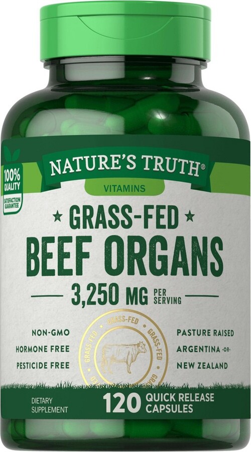 Nature's Truth Grass Fed Beef Organs 3250mg Complex of Liver, Heart ...