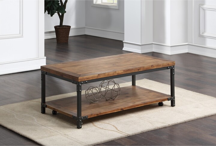 IGEMAN Industrial Style Coffee Table with 4 Metal Legs and 2 Tier ...