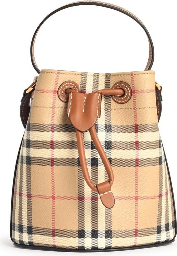 Burberry 'Check' Bucket Bag In Brown Polyurethane Blend - ShopStyle