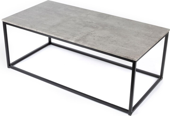 LIVIVO Concrete Effect Coffee Table - Girder Inspired Metal Frame ...