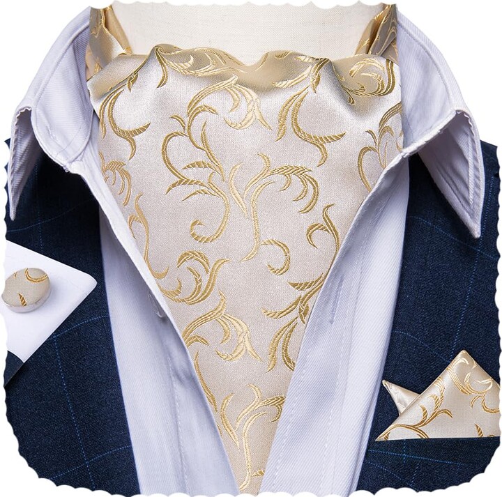 DiBanGu Champagne Ascot Ties for Men Cravat Tie Silk Beige Ascots and ...
