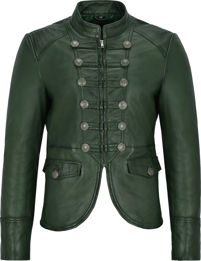 Smart Range Leather Ladies Leather Jacket Green Victory Military Parade ...
