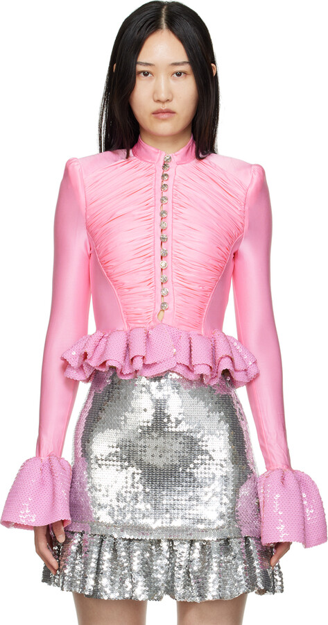 Paco Rabanne Pink Sequinned Blouse - ShopStyle Tops