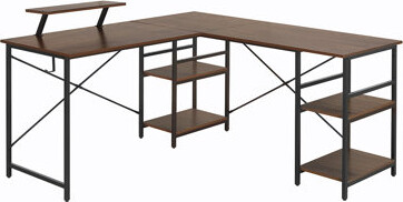17 Stories L-Shape Industrial Desk with storage shelves - ShopStyle