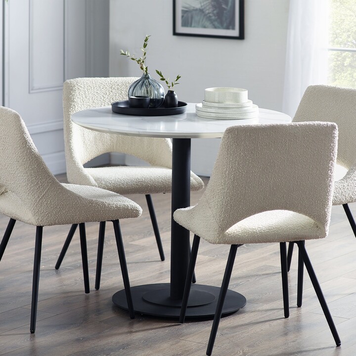 Dunelm Luca 4 Seater Round Dining Table, Marble Off-White - ShopStyle