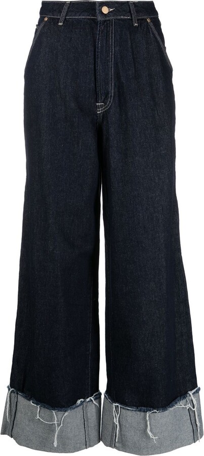 Essentiel Antwerp Canadian wide-leg raw-cuff jeans - ShopStyle