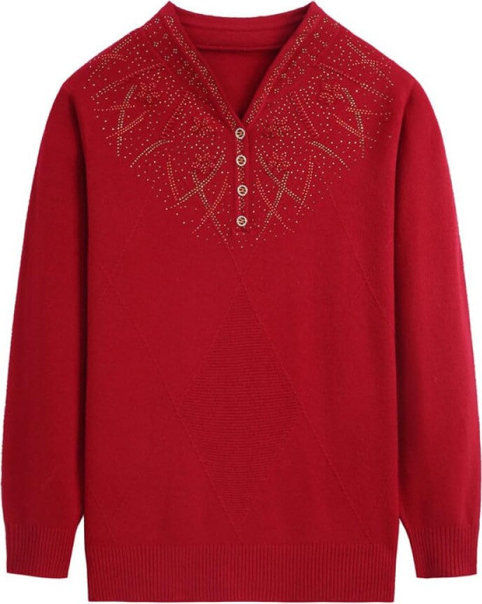 GSAEIMCT Warm Middle Aged Elderly Bottoming Shirt Grandma Sweater ...