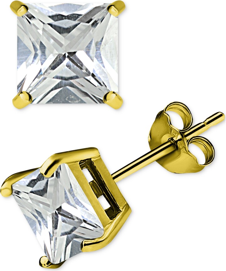 Giani Bernini Cubic Zirconia Square Solitaire Stud Earrings, Created for Macy's - ShopStyle
