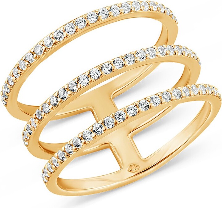 SALLY SKOUFIS - Unity Ring With Man Made White Diamonds In Gold - ShopStyle