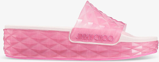 Jimmy Choo Womens V Candy Pink Diamond Platform Rubber Sliders - ShopStyle