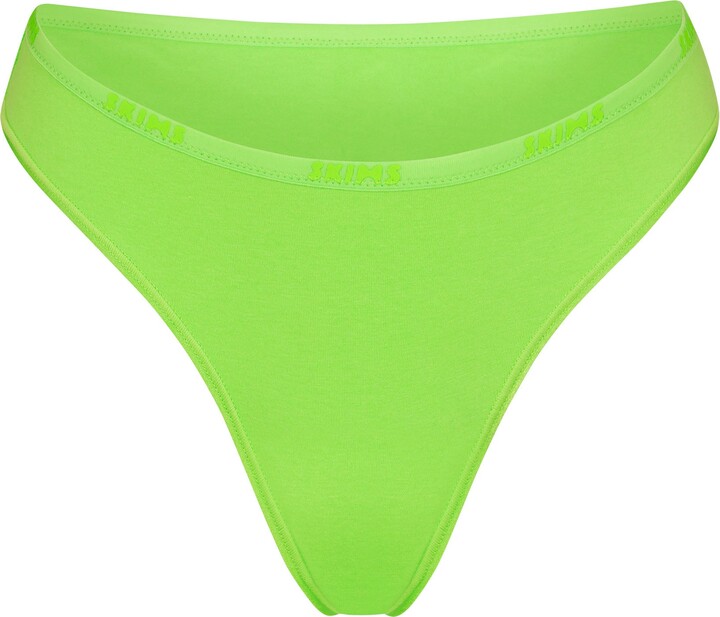 Cotton Logo High Leg Bikini | Neon Green - ShopStyle Panties
