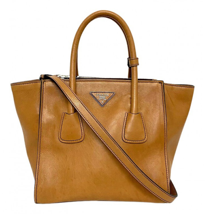 Prada camel Leather Handbags - ShopStyle Bags