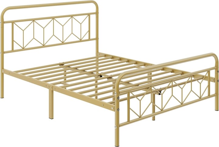 Yaheetech Metal Bed Frame with Diamond Pattern Headboard - ShopStyle