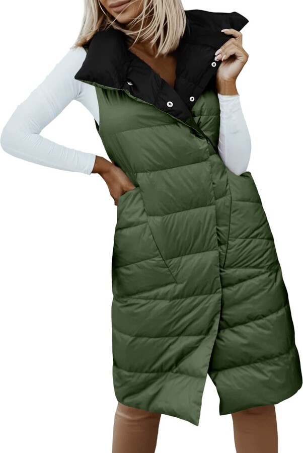 MODSGUE Women's Long Winter Warm Hooded Vest with Zip Winter Jacket ...