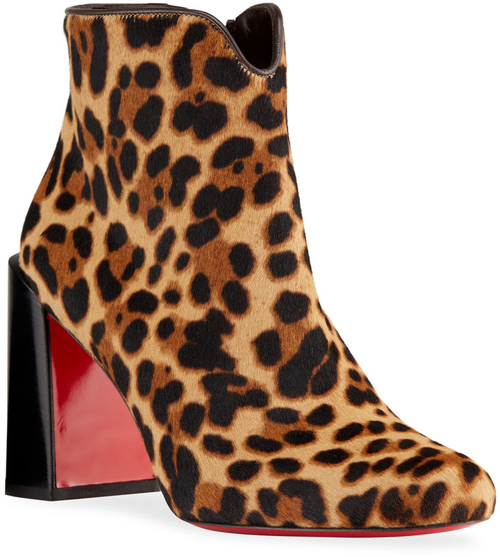 Christian Louboutin Castarika Leopard-Print Red Sole Booties ...