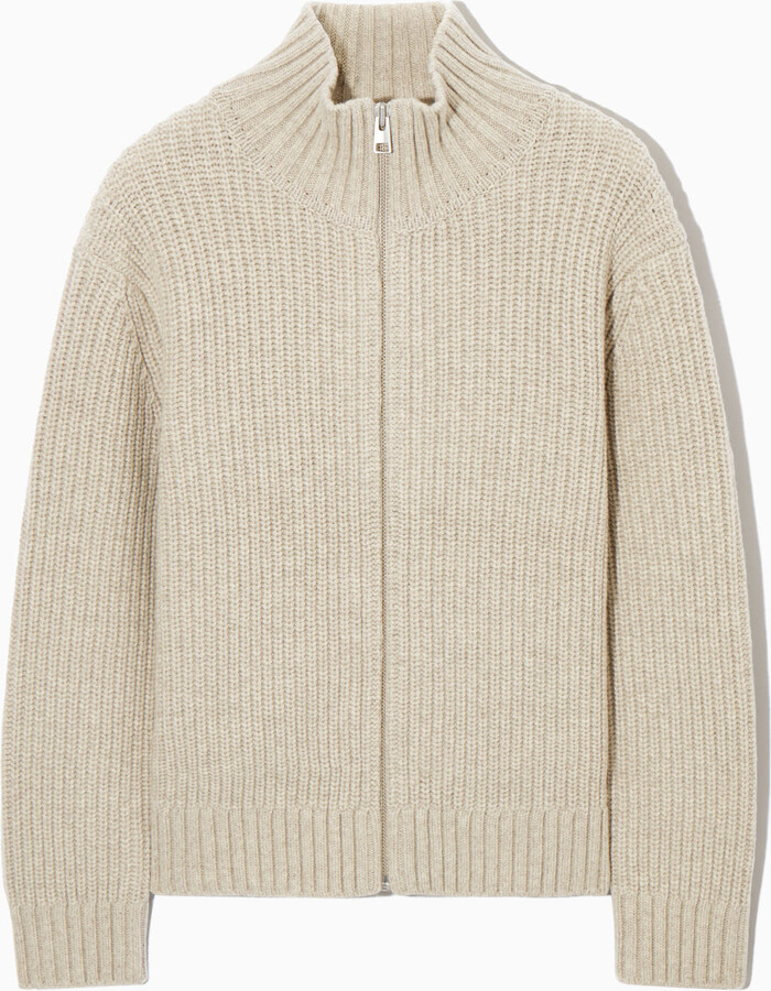 COS Funnel-Neck Knitted Wool Jacket - ShopStyle