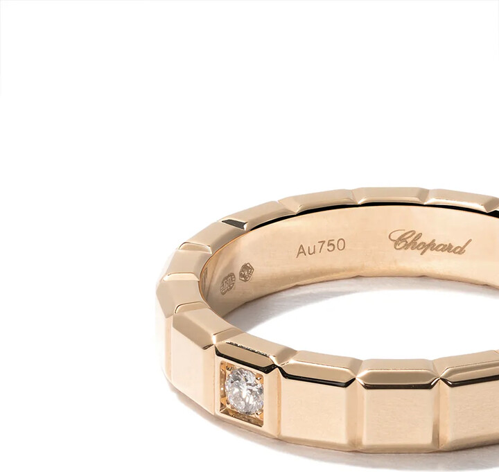 Chopard 18kt yellow gold Ice Cube diamond ring - ShopStyle
