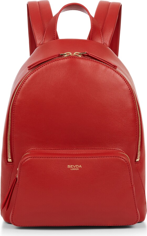 SEVDA LONDON Emma Red Cherry Sustainable Leather Backpack - ShopStyle