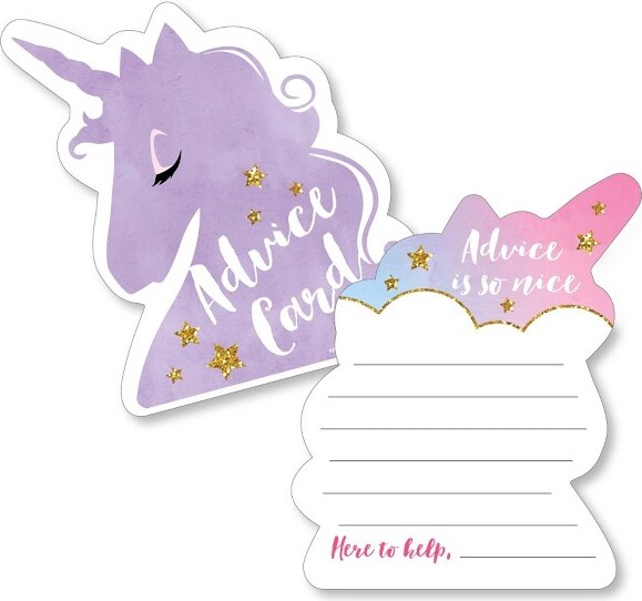 Big Dot of Happiness Rainbow Unicorn - Wish Card Magical Unicorn Baby ...