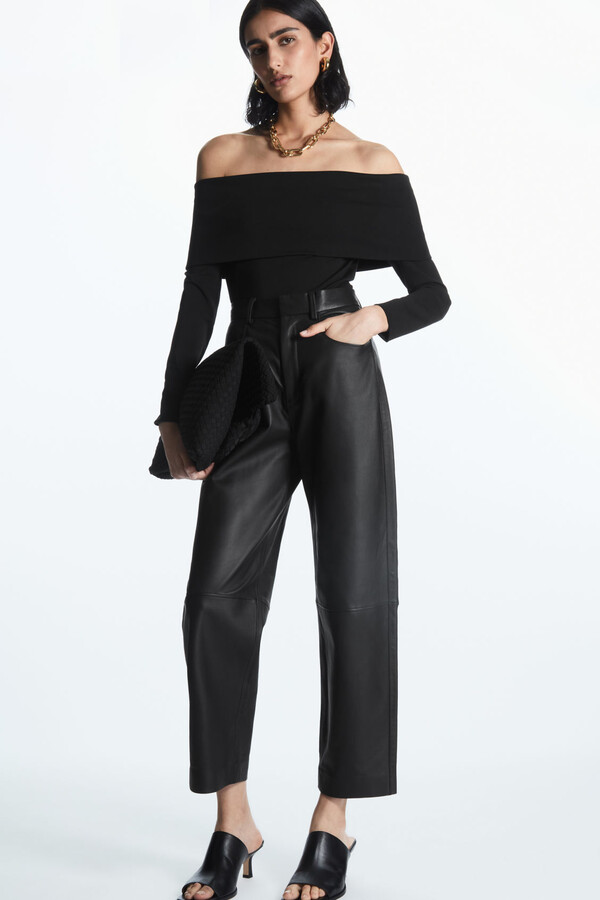 COS Barrel-Leg Leather Trousers - ShopStyle