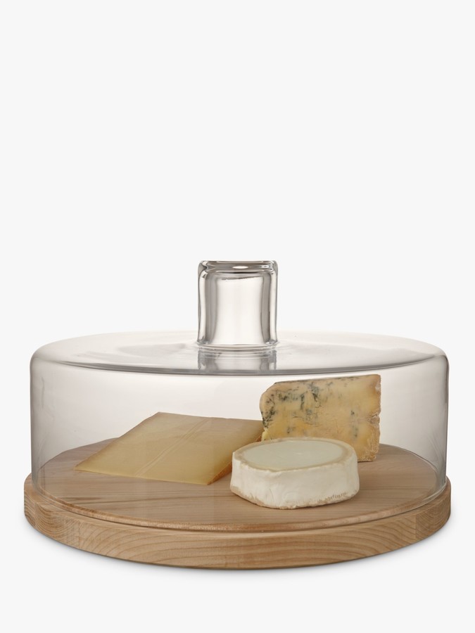 LSA International Lotta Glass Cheese/ Pastries Dome with Ash Wood Base ...