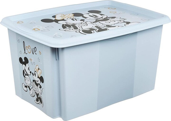Keeeper Mickey Mouse Turn Around Stackable Box with Lid 45 Litre Cloudy ...